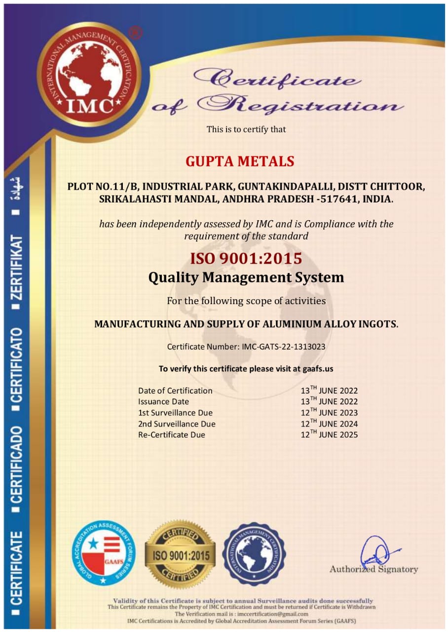 Quality Policy – Gupta Metals